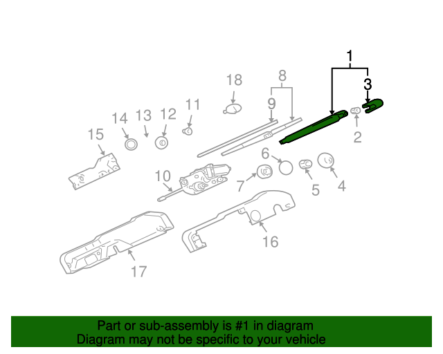 2004-2011 Mitsubishi Endeavor Wiper Arm Assembly MN142184 | Auto Parts