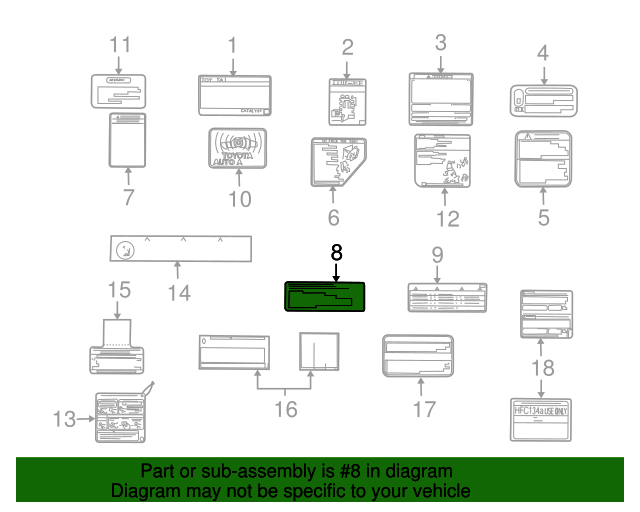 2009-2011 Toyota Land Cruiser AC Label 88723-60250 | Toyota Parts Center