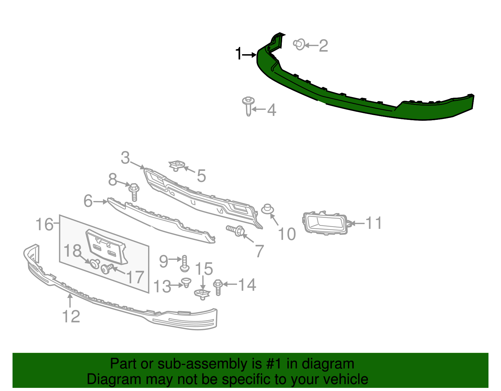 2014-2015 Chevrolet Silverado 1500 Anthracite Front Bumper Fascia Trim ...