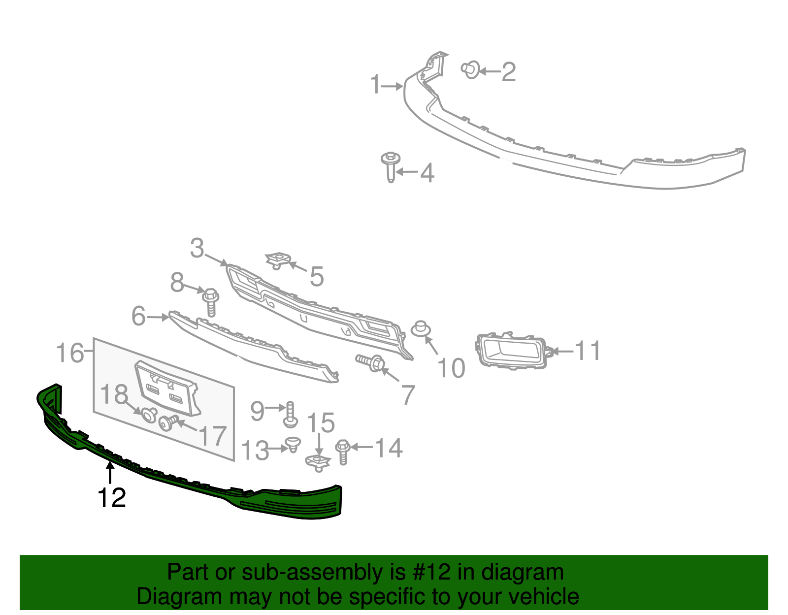 2014-2015 Chevrolet Silverado 1500 Front Bumper Fascia Air Deflector ...