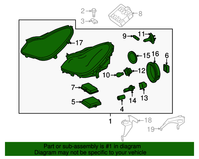 219-820-43-61-64 - Lamp Unit - Left - Xenon 2006-2011 Mercedes-Benz ...