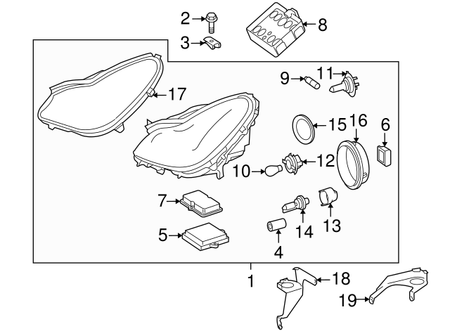 219-820-43-61-64 - Lamp Unit - Left - Xenon 2006-2011 Mercedes-Benz ...