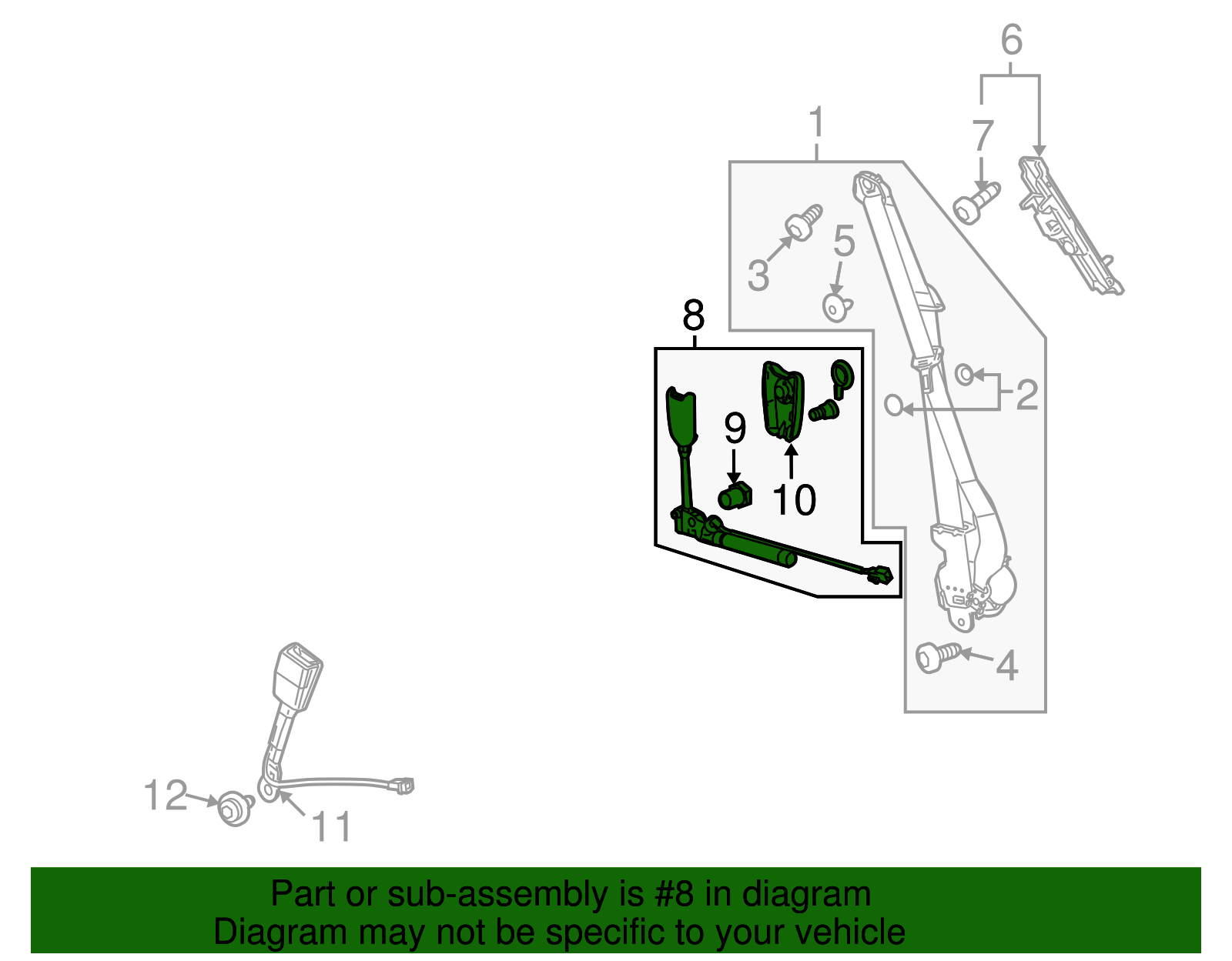 2010-2017 GM Jet Black Driver Seat Belt with Retractor and Pre ...