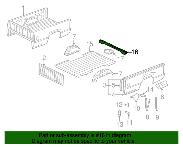 20982004 - Pickup Box Platform Rear Cross Sill 1999-2014 GM | Chevrolet ...
