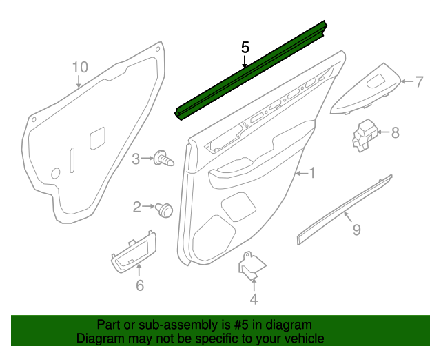 62280AL03B - Door Window Belt Weatherstrip 2015-2019 Subaru Outback ...