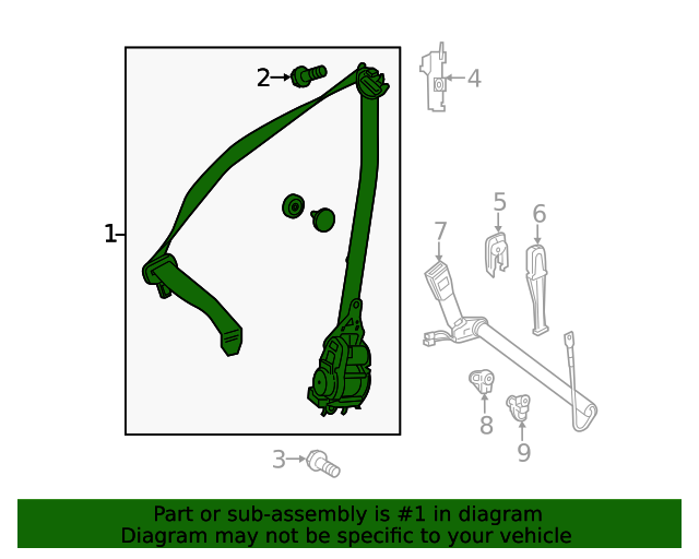 222-860-47-00-9C94 - Seat Belt Assembly 2018-2020 Mercedes-Benz ...