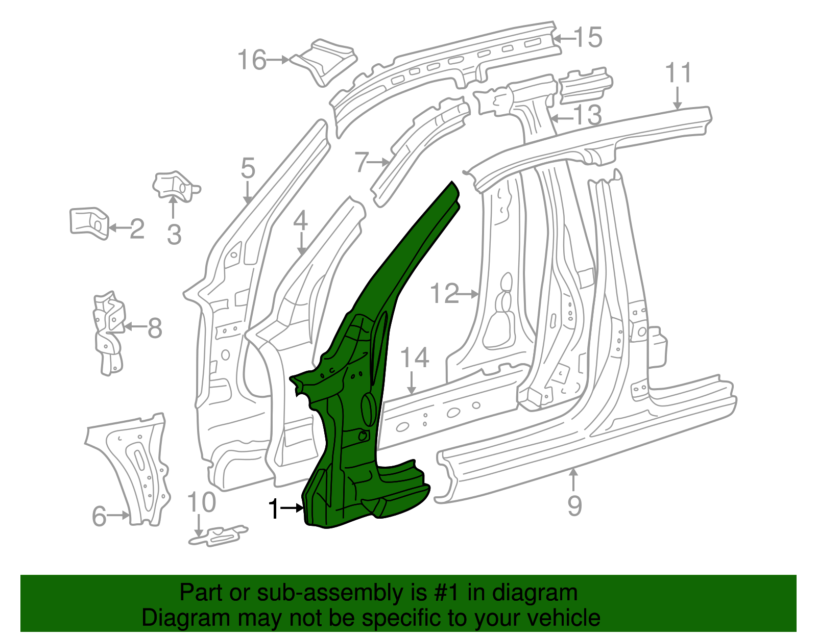 61132-53901 - High-Quality Body A-Pillar for 2001-2005 Lexus IS300 ...