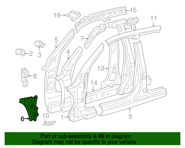 Lexus OEM Gusset Part# 61146-53010 | OEM Vehicle Parts