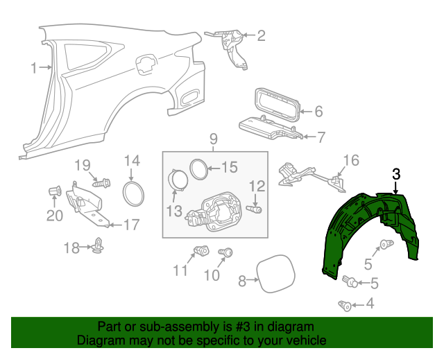 2020-2021 Lexus RC F Wheelhouse Liner 65637-24050 | OEM Parts Online