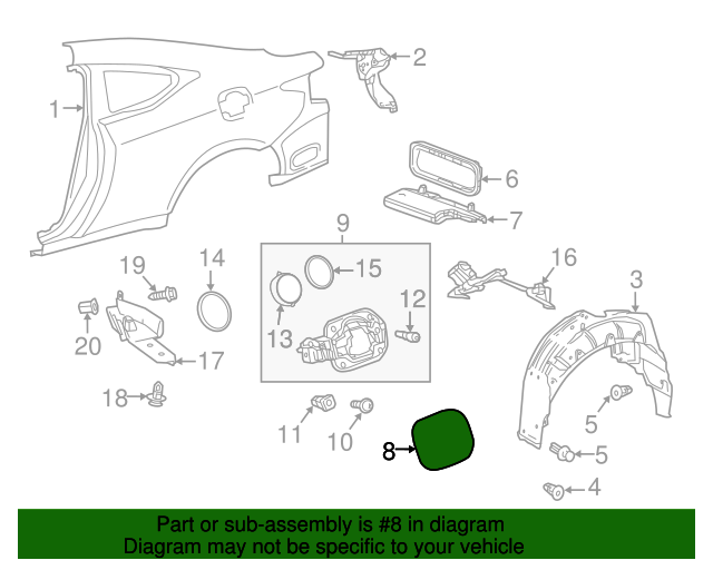 2015-2024 Lexus Fuel Door 77350-24080 | OEM Parts Online