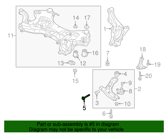 57791-07000 - Lower Control Arm Front Bolt - 2011-2021 Hyundai | World ...