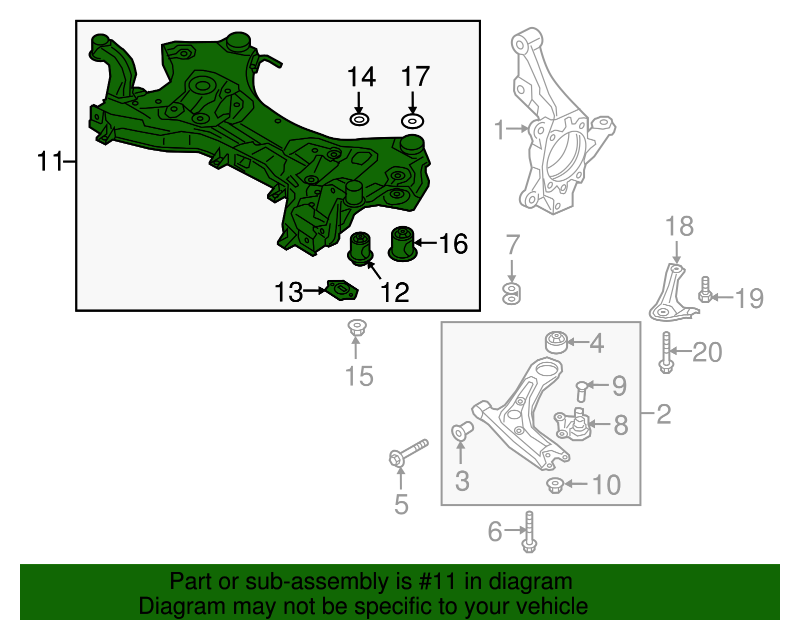 Genuine Suspension Sub-Frame Cross-Member for 2016-2021 Hyundai Tucson ...