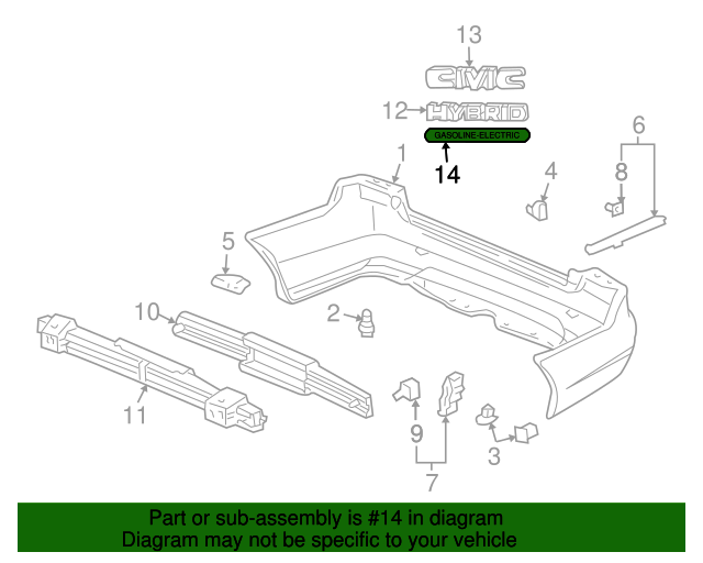 75765-S5B-A01ZA - Bumper Cover Emblem 2003-2005 Honda Civic | Honda ...