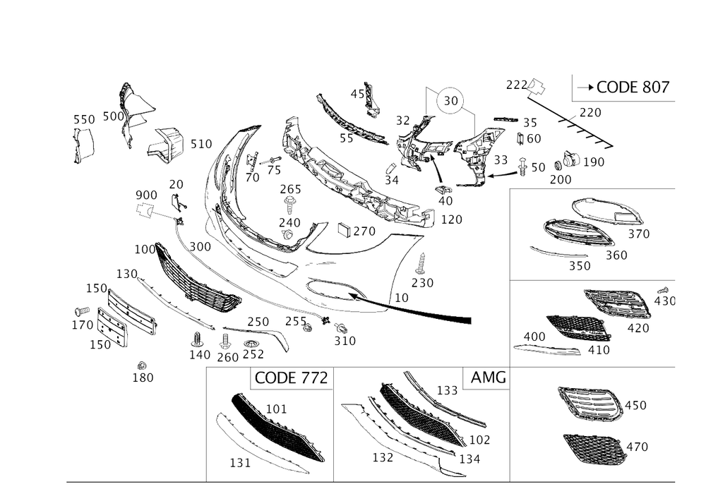 2011-2021 Mercedes-Benz Basic Carrier, Bumper 222-880-47-00 | MB OEM Parts