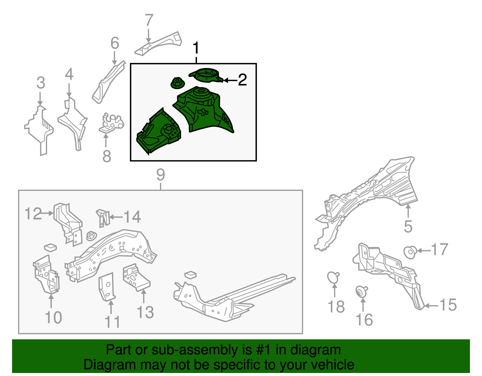 2014-2020 Chevrolet Impala Passenger Side Front Wheelhouse Panel ...