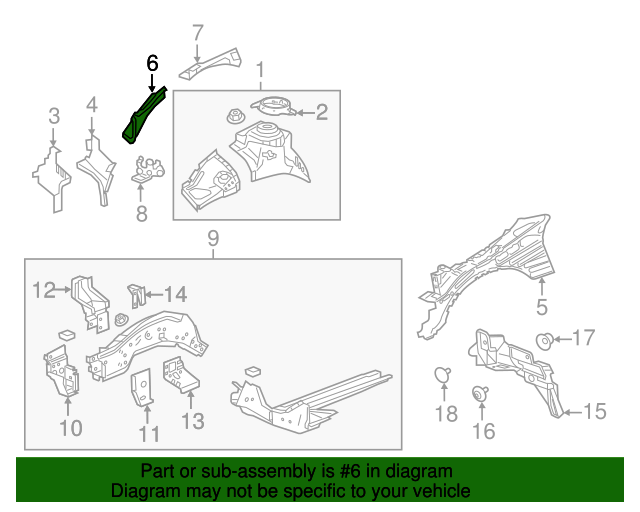 2010-2020 GM Front Driver Side Wheelhouse Panel Front Inner Brace ...