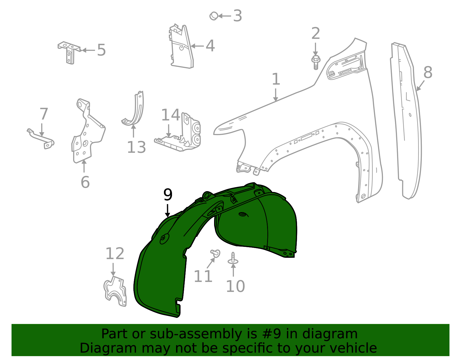 2024-2025 GMC Sierra 2500 HD Fender Liner 85073603 GM | GMPartsDirect.com