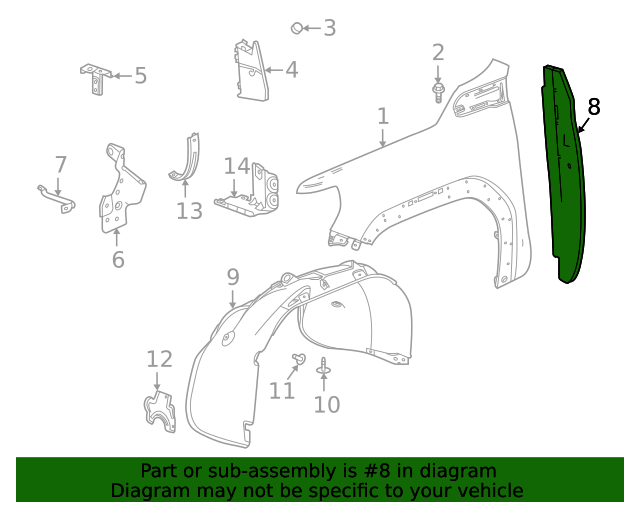 2020-2024 GMC Front Passenger Side Fender Insulator 84567836 GM ...