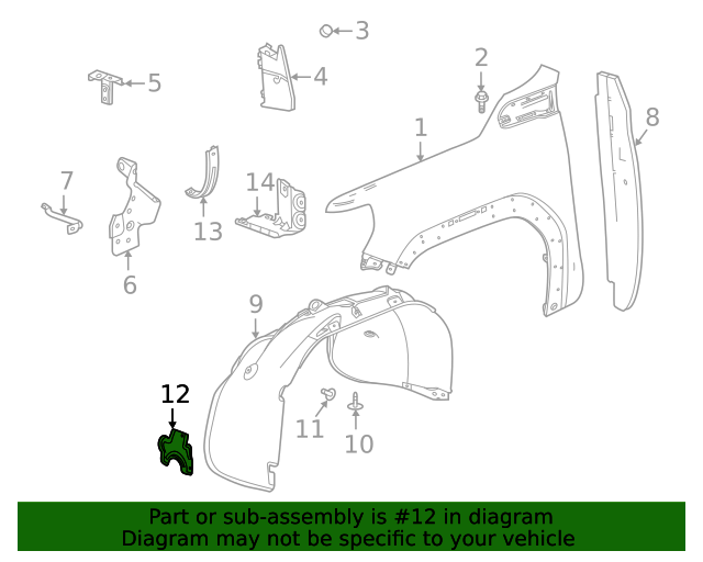 Front Driver Side Wheelhouse Liner Bracket 85587118 | GMPartsDirect.com