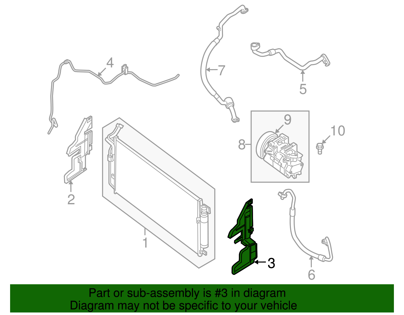 2010-2013 Nissan Altima A/C Condenser Seal 92185-ZX10A | Team Nissan Inc.