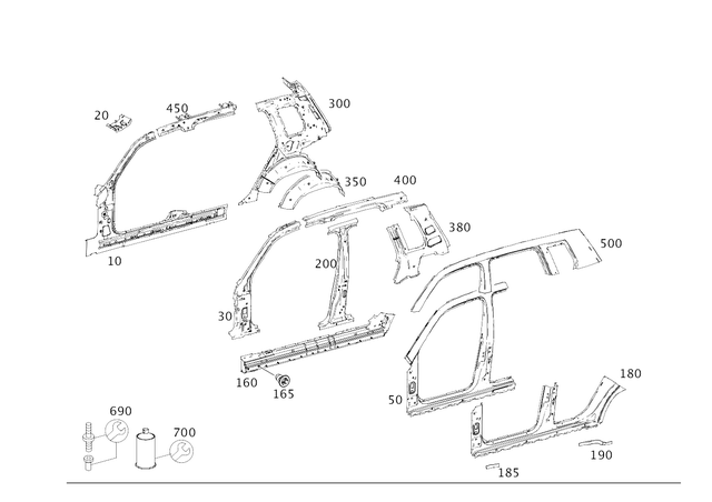 204-630-24-35 - Roof Frame 2010-2015 Mercedes-Benz | Mercedes-Benz USA ...