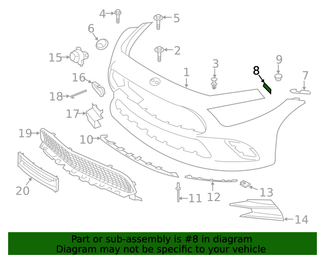 257-885-43-02 - Bumper Cover Support Rail 2019-2023 Mercedes-Benz ...
