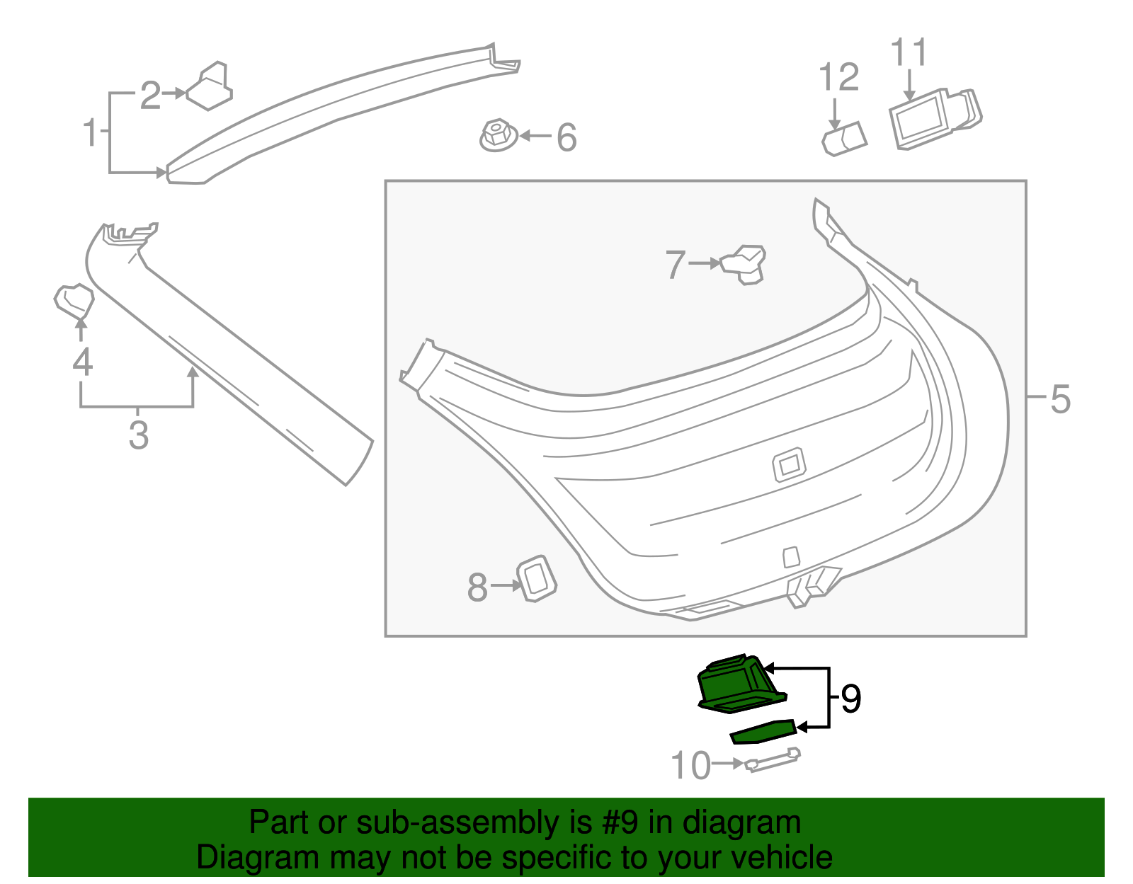 84020672 - Dark Ash Gray Liftgate Trim Panel Pull Cup 2016-2019 ...