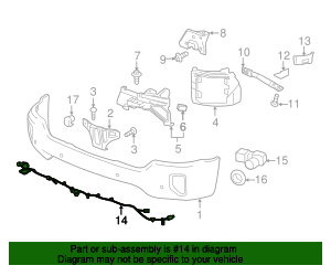 23274030 - Front Object Alarm Sensor Wiring Harness 2016-2019 Chevrolet ...