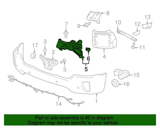 2016-2019 Chevrolet Silverado 1500 Front Driver Side Bumper Impact Bar ...