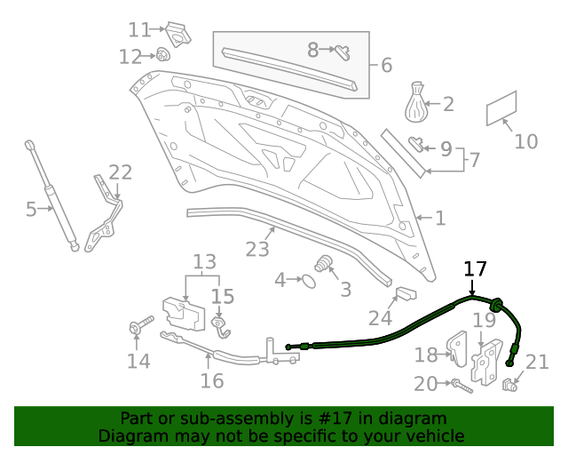 5NA-823-535-A - Hood Release Cable 2018-2023 Volkswagen Tiguan ...