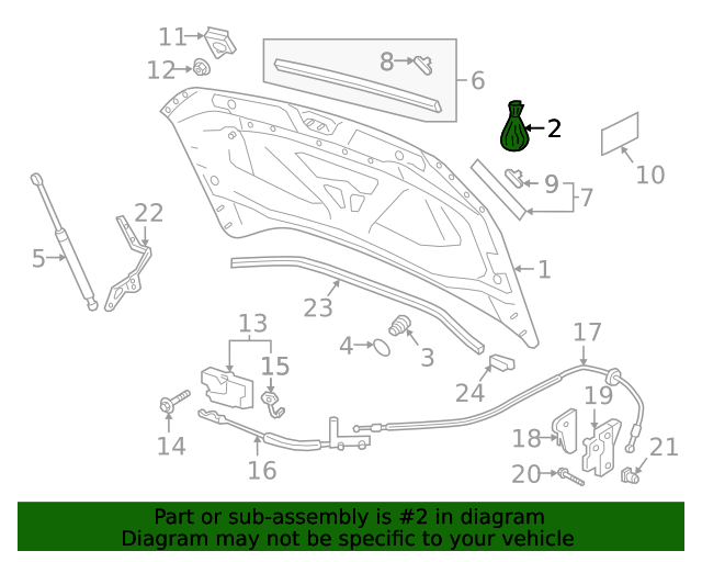 2018-2024 Volkswagen Tiguan Hood Hardware Kit 5NA-898-615-A | VW Direct ...