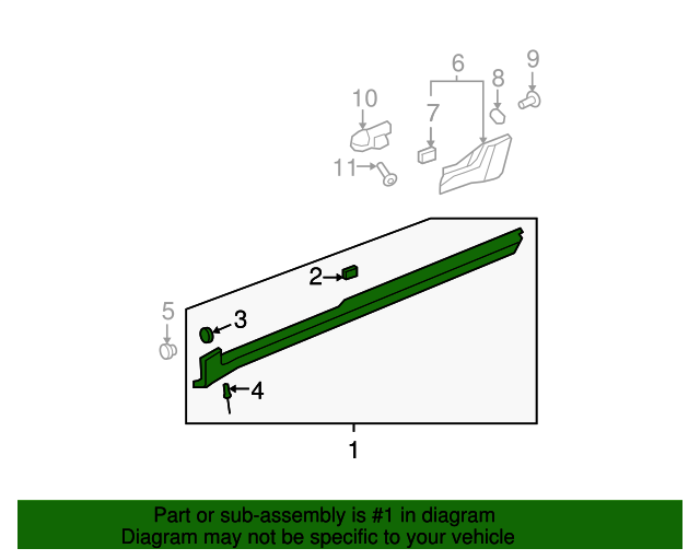 2013-2016 GMC Acadia Primed Passenger Side Rocker Panel Front Molding ...