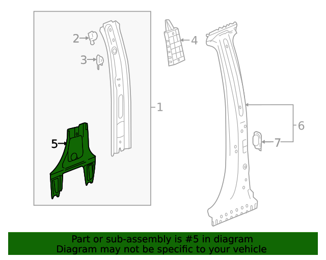 2019-2022 GM Driver Side Center Pillar Inner Lower Panel 84396425 ...