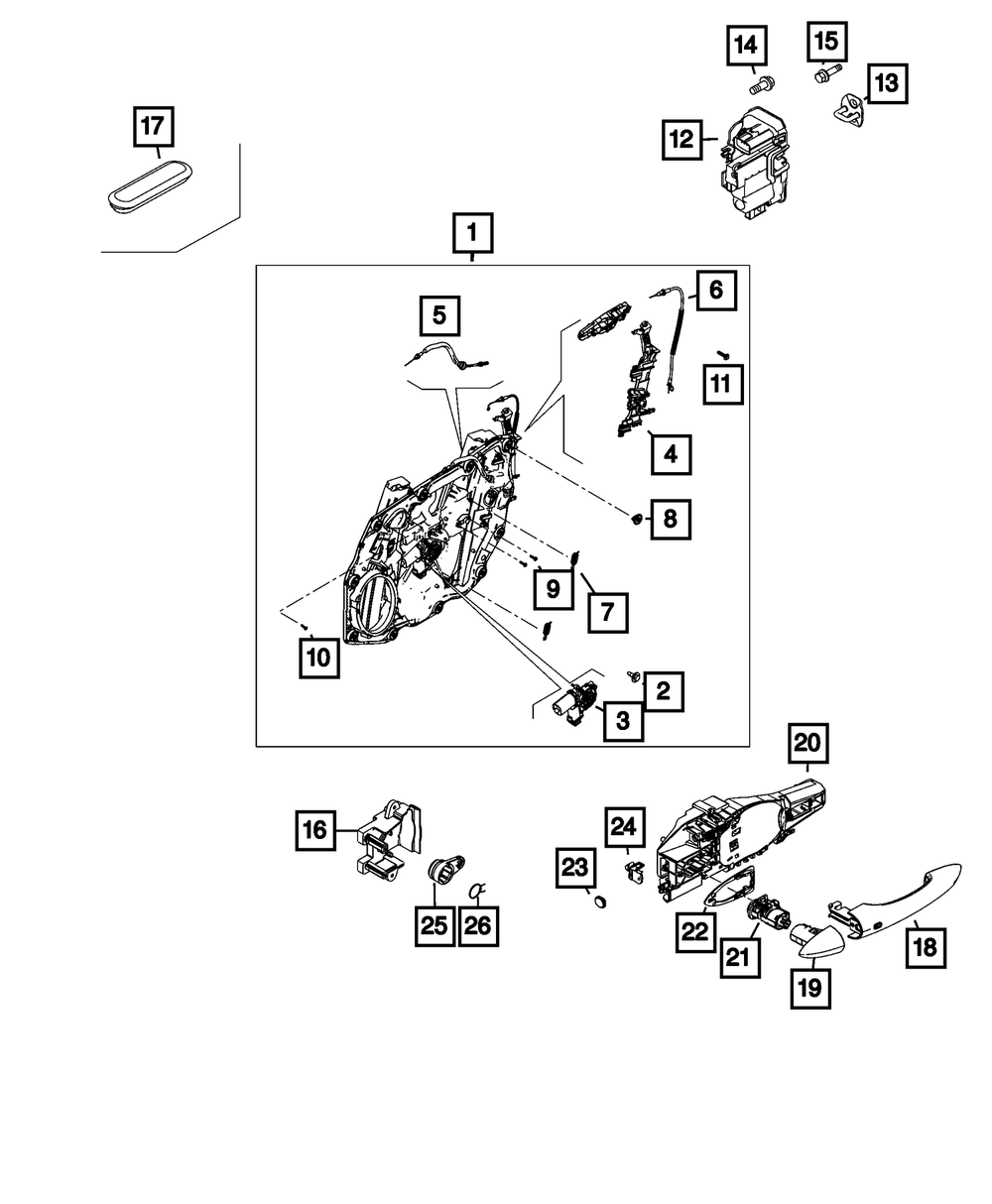 2023-2025 Dodge Hornet Door Handle Bracket, Left 68629752AA | QuirkParts