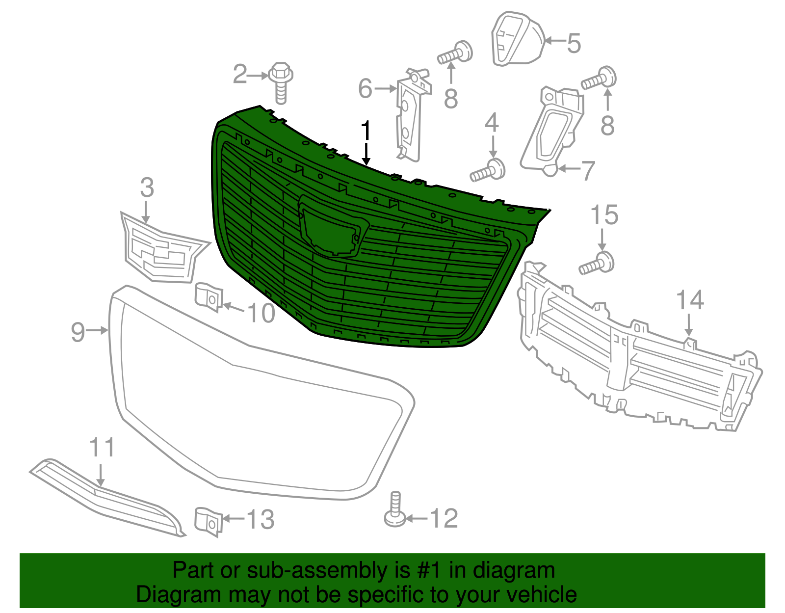 2015-2018 Cadillac CTS Front Upper Grille 23441802 | OEM Parts Online