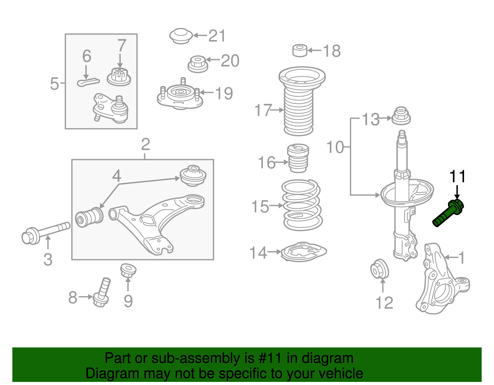 Genuine Toyota Strut Mount Bolt part# 90105-17011 for 2002-2025 Toyota ...