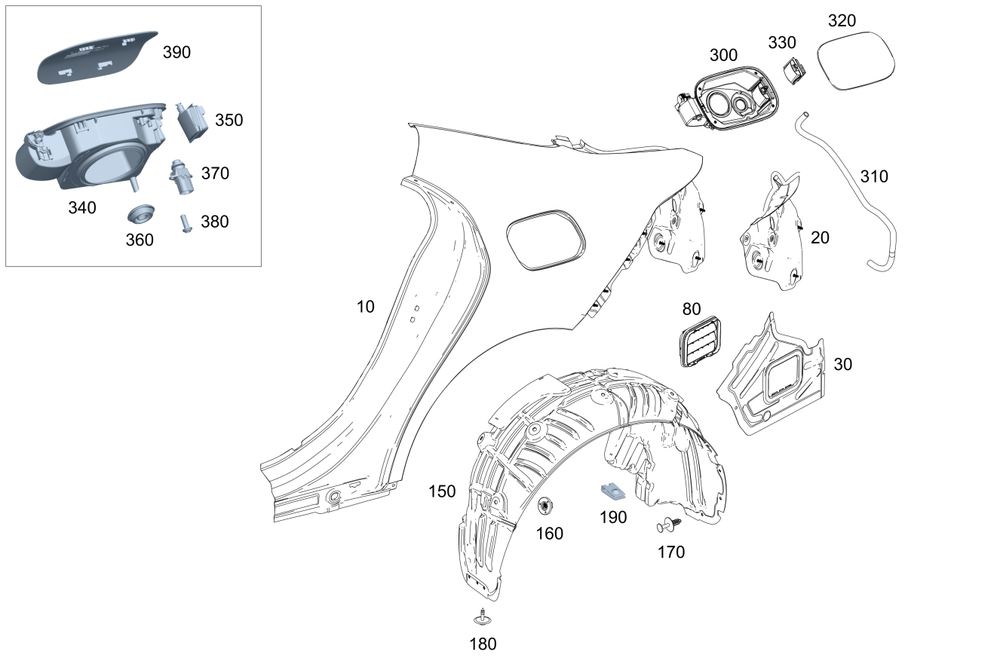 118-757-15-00 - Paneling, Fuel Fill Flap 2014-2025 Mercedes-Benz ...