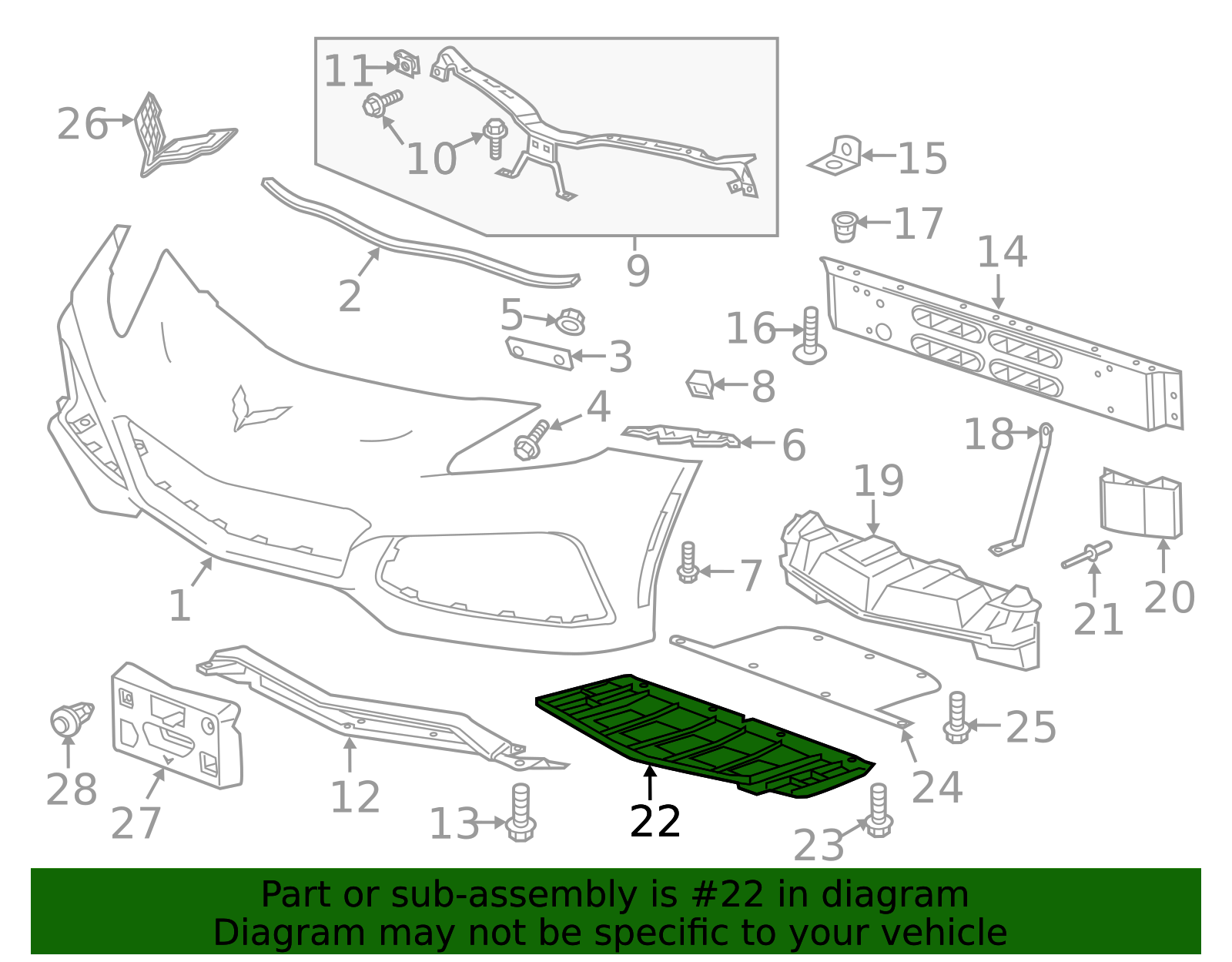 84017727 - Front Bumper Fascia Lower Stiffener 2019 Chevrolet Corvette ...