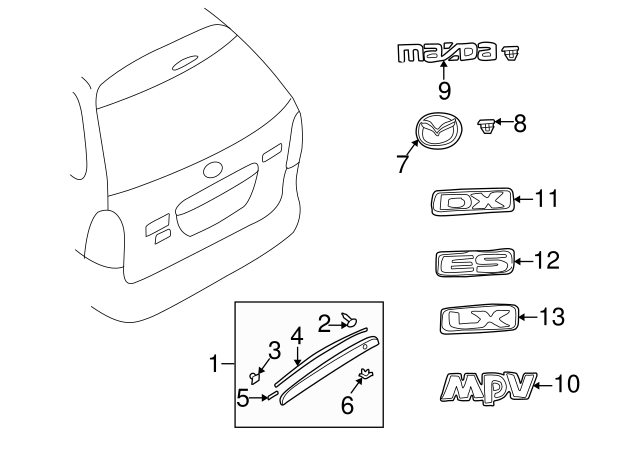 2000-2006 Mazda MPV Finish Molding Collar B27K-51-3F4 | QuirkParts
