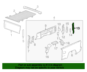 2015-2022 GM Passenger Side Pickup Box Side Panel Rear Outer Pillar ...