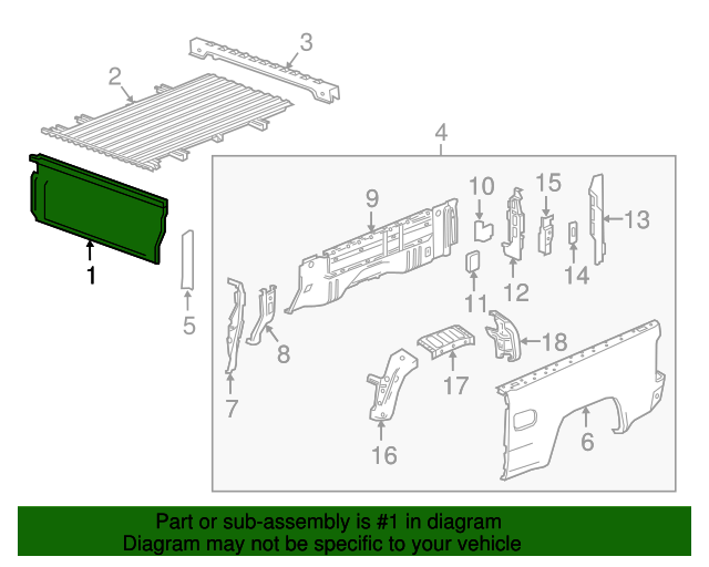 2015-2022 GM Pickup Box Front End Panel 52025026 GM | GMPartsDirect.com