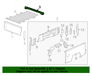 23169553 - Pickup Box Platform Rear Cross Sill 2015-2022 GM ...