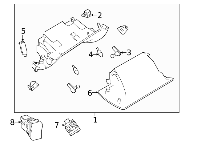 2017-2024 Nissan Glove Box Damper 68513-4CL0A | Boro Nissan Parts