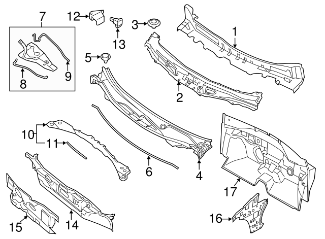 2013-2018 Nissan Altima Cowl Grille 66862-3TA0A | Nissan Parts Plus