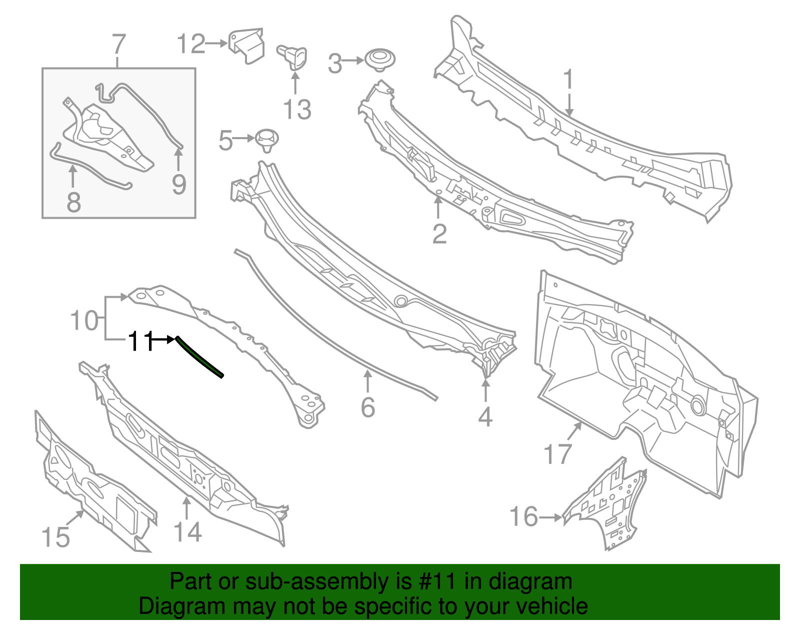 2013-2023 Nissan Extension Panel Rubber Seal 66832-3TA0A | Melloy ...