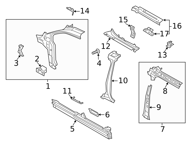 Genuine OEM Ford Part - Inner Center Pillar DT1Z-61513A31-AD | Genuine ...