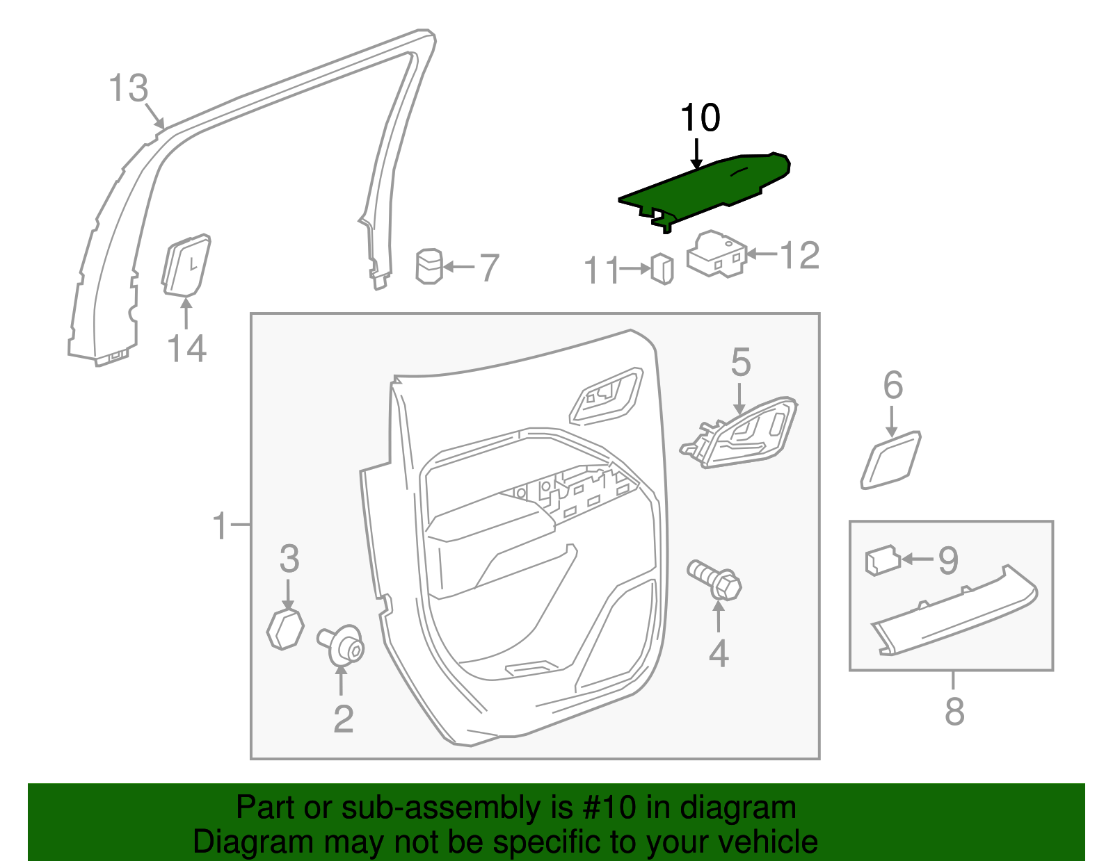 23474335 - Dark Ash Gray Rear Driver Side Door Armrest Switch Bezel ...