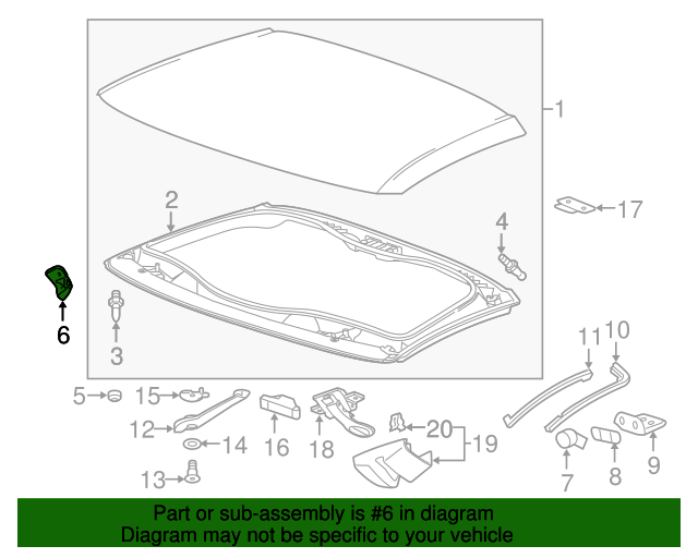 2014-2019 Chevrolet Corvette Front Passenger Side Lift Off Roof Bracket ...