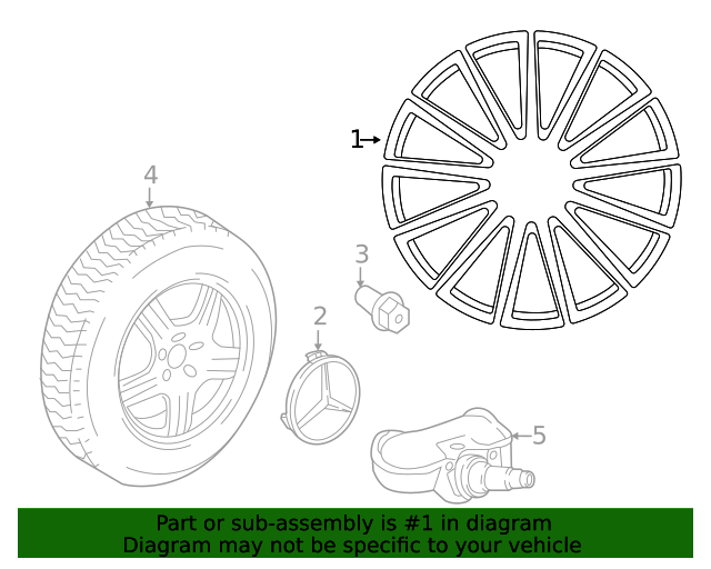2020 Mercedes-Benz Wheel Alloy 22 multi-spoke 9.5 x 22 - Black 167-401 ...
