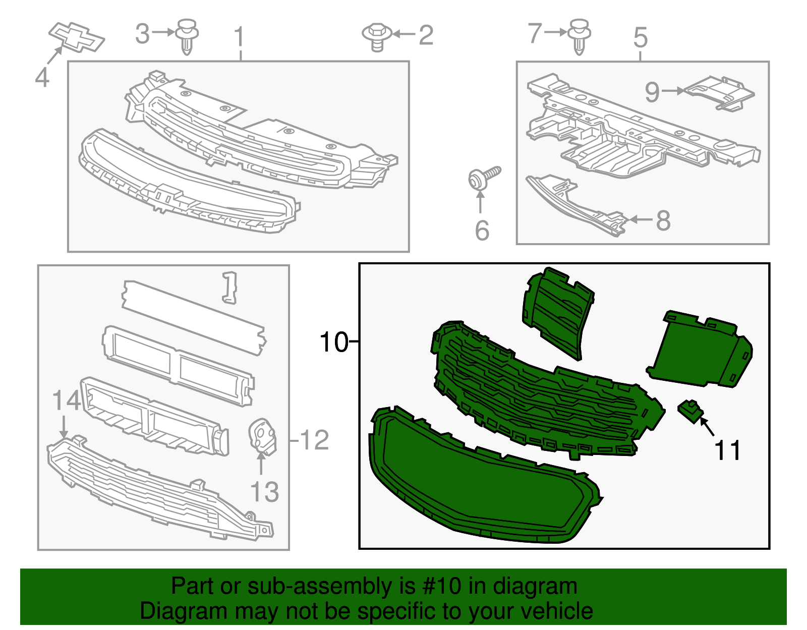 2015-2016 Chevrolet Front Grille 95405770 GM | GMPartsDirect.com